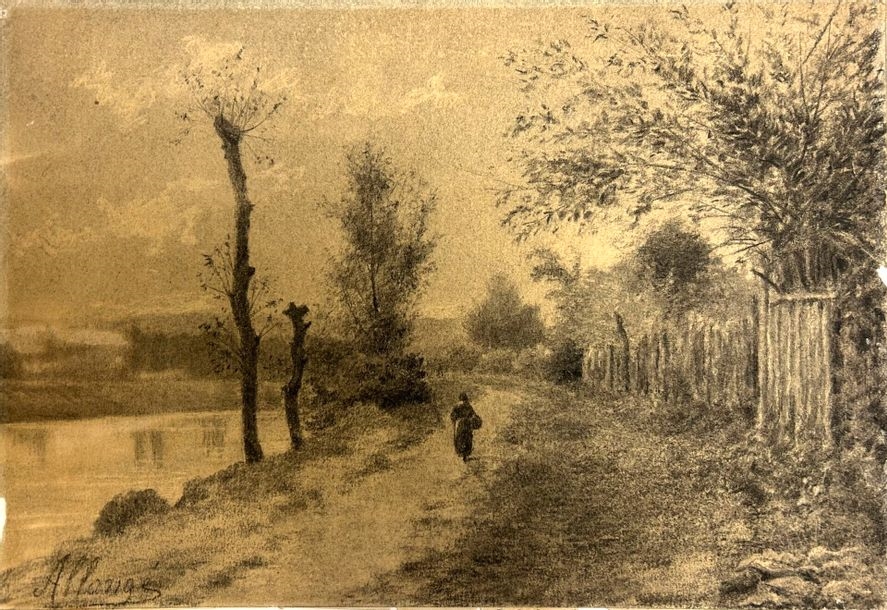 Auguste Allonge | Auguste ALLONGE (1833-1898) Four charcoals... - Lot ...