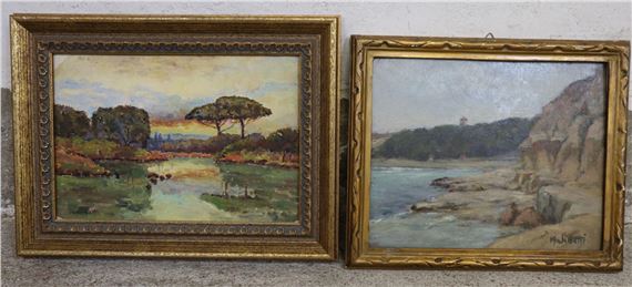 Maurice Molinetti | - Paysages - Deux petits tableaux signés - et ...