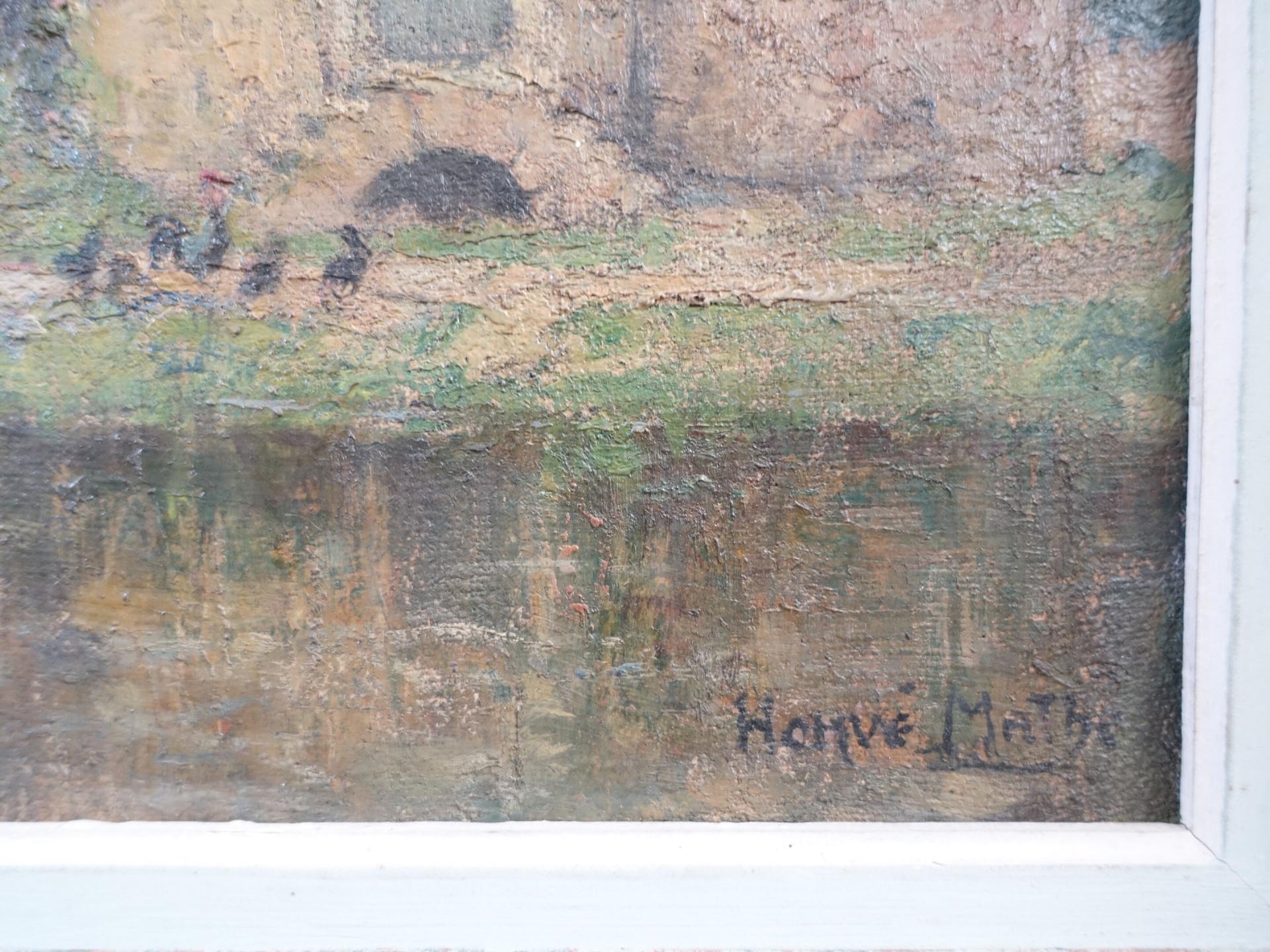 Jules-Alfred Hervé-Mathé | . Paysage animé aux lavandières et vieux ...