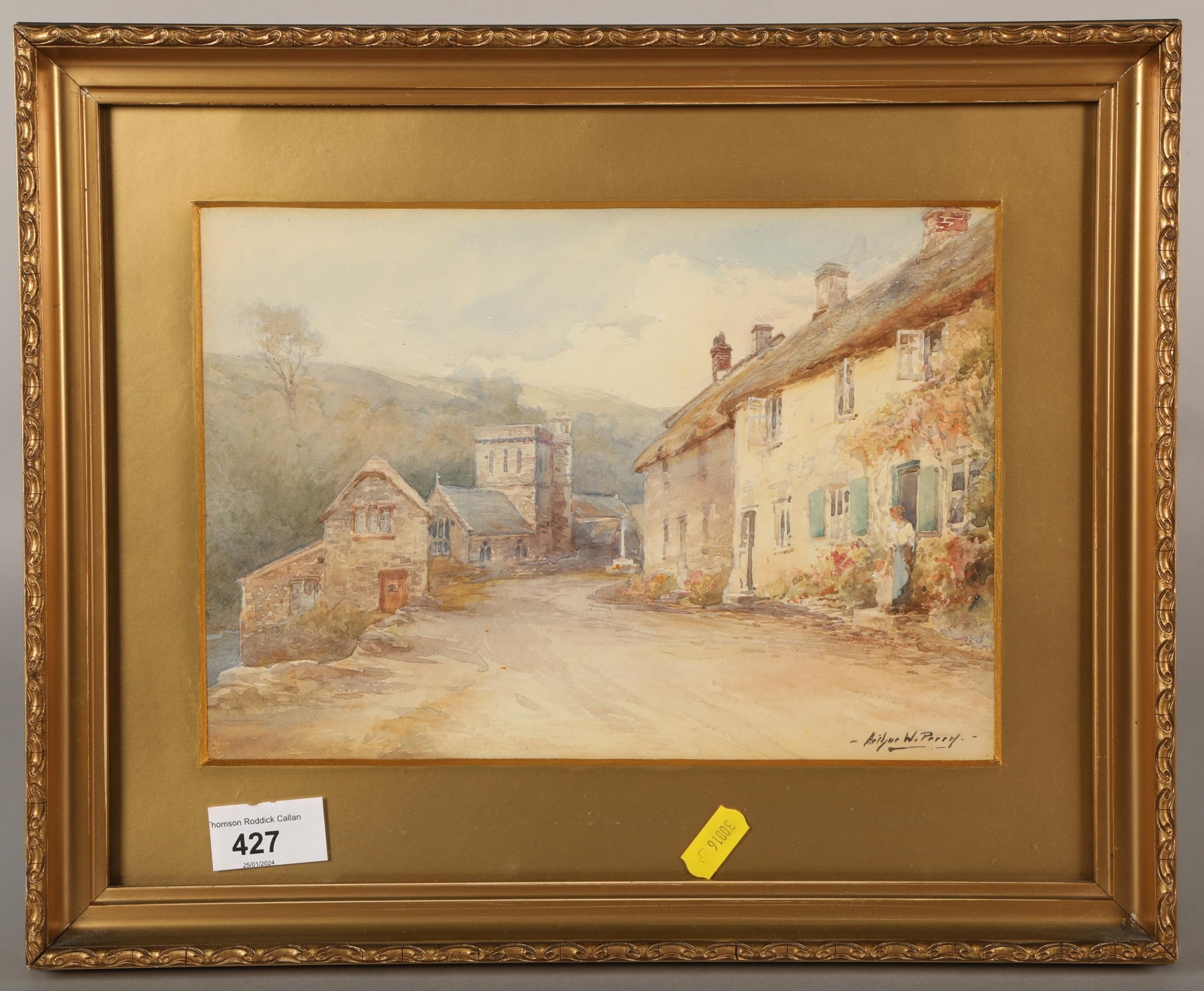 Arthur W. Perry | village scene | MutualArt