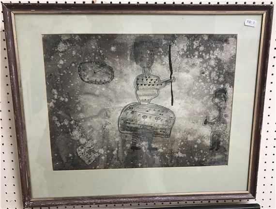 Paul Klee | Domestic scene study of woman with broom and man holding a ...