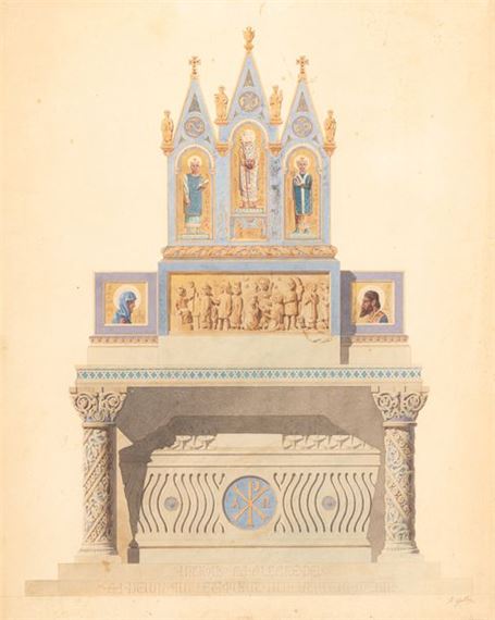 Jean Charles Geslin | Altar with sarcophagus in the medieval style ...