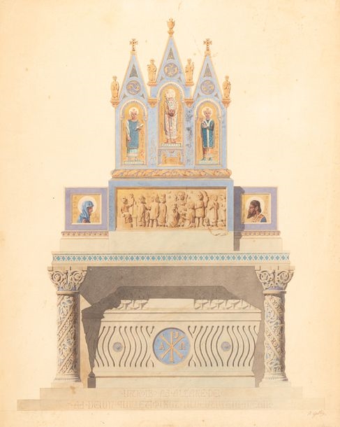 Jean Charles Geslin | Altar with sarcophagus in the medieval style ...