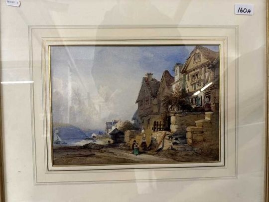 Richard Principal Leitch | Continental river landscape with a village ...