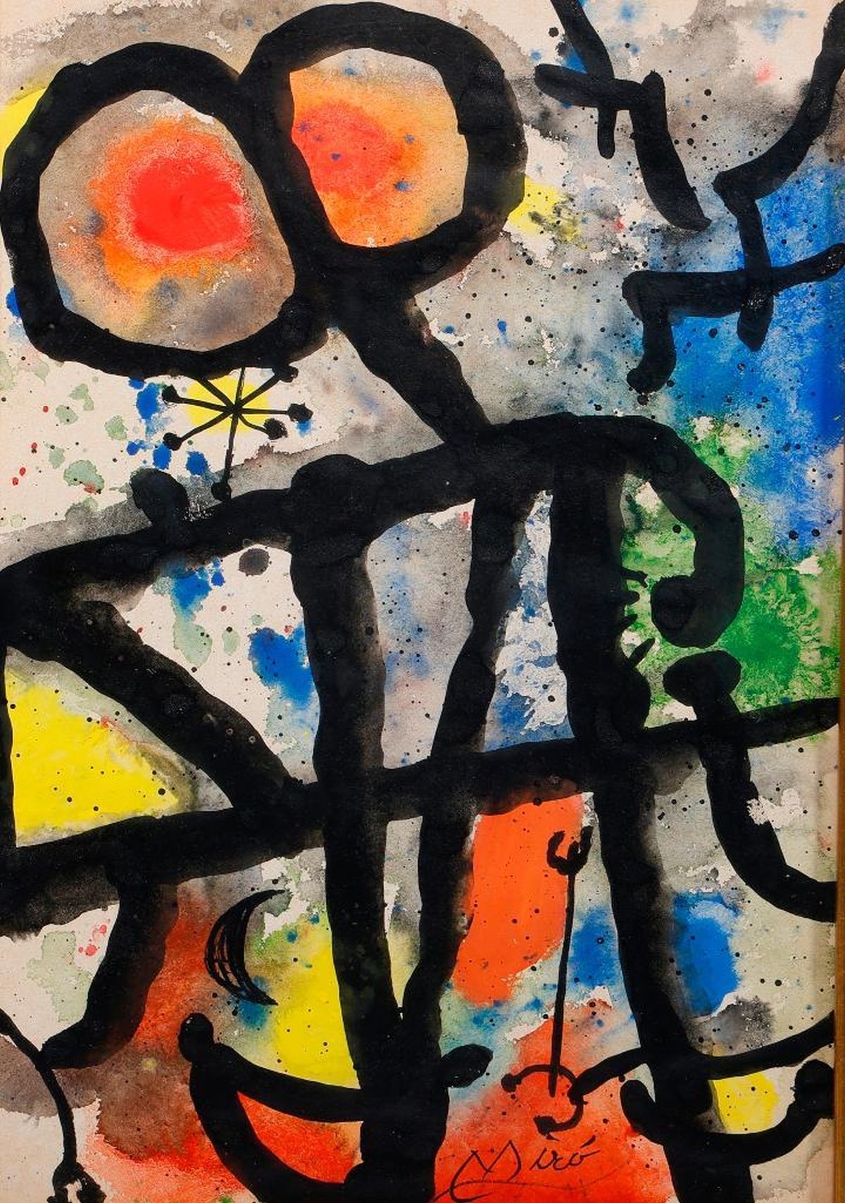 Joan Miró | Bold black lines forming symbols possibly suggesting ...