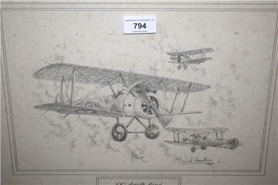 David Hawker | pencil sketch of World War I Sopwith Camel bi-plane ...