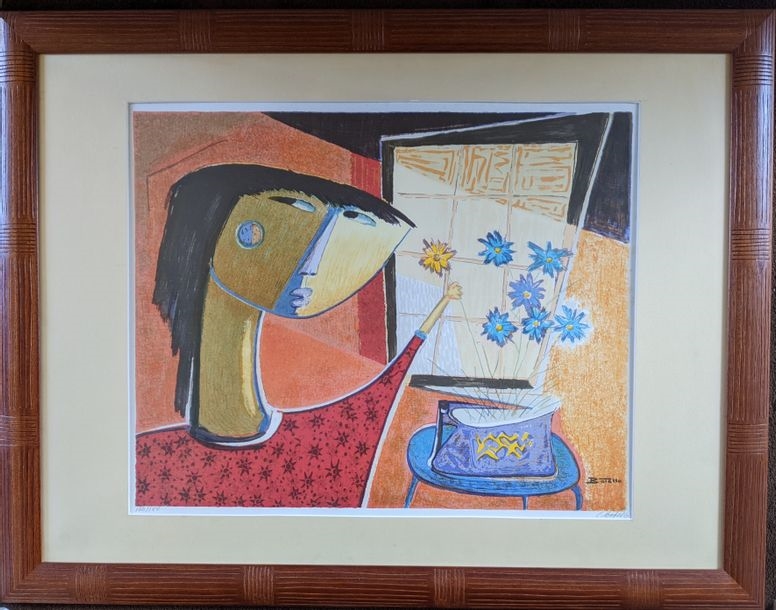 Ángel Botello | Girl at window Lithograph Signed | MutualArt