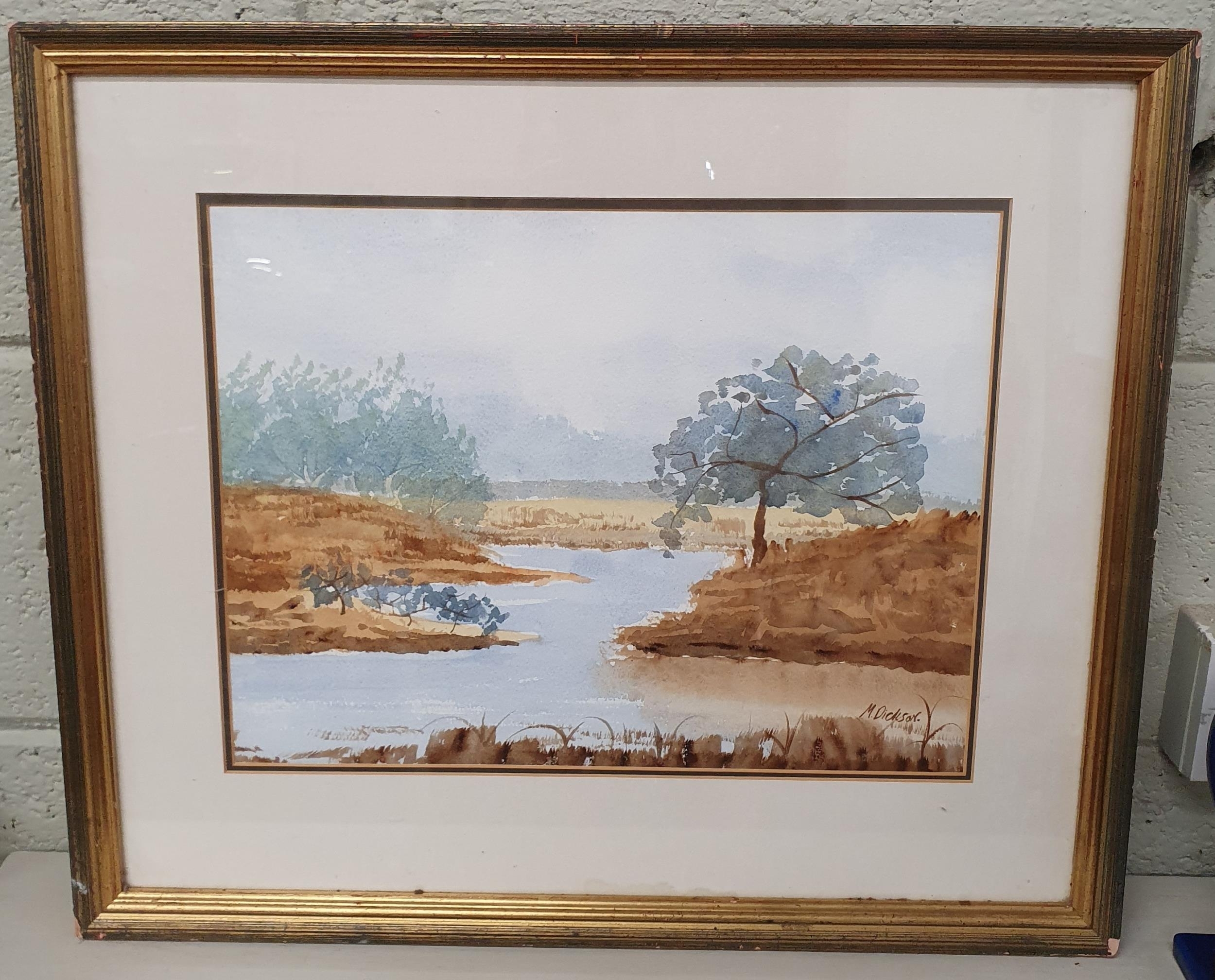 M. Dickson | A th Century Watercolour of a river scene by M Dickson. Si ...