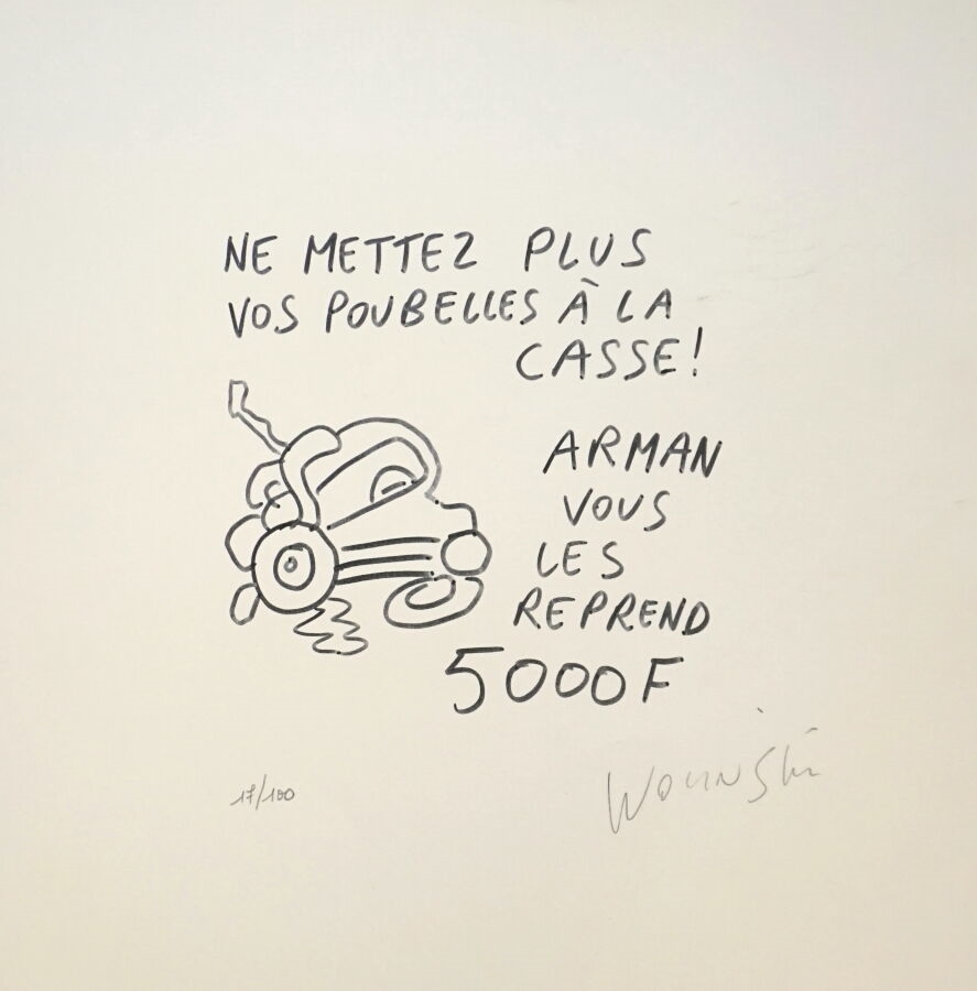 Georges Wolinski | Ne mettez plus vos poubelles à la casse !... | MutualArt