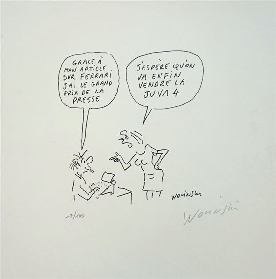 Georges Wolinski | Grace à mon article sur Ferrari... | MutualArt