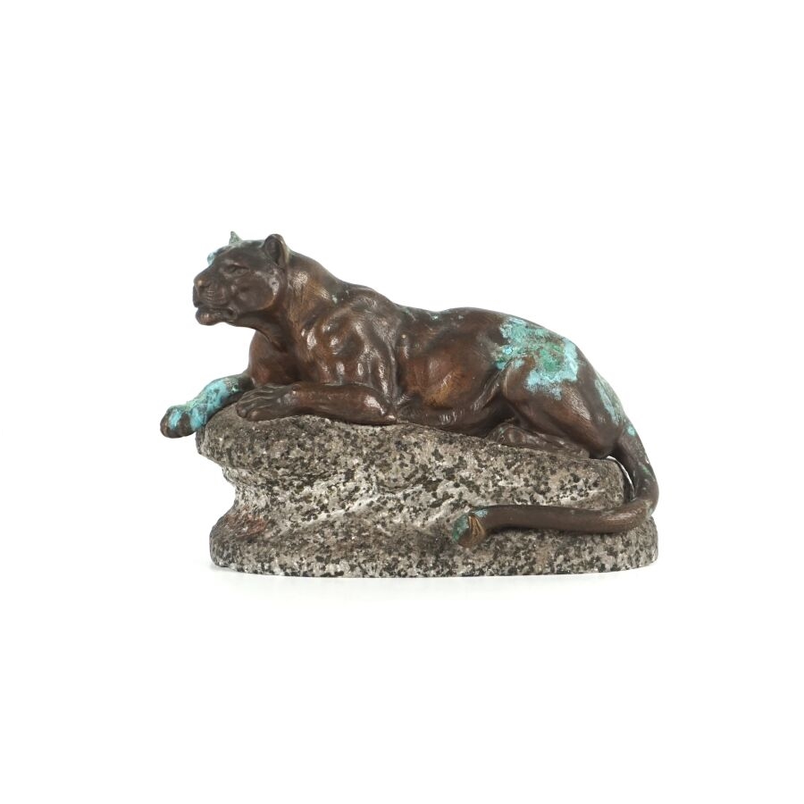 Charles Masson | Lionne couchée sur son rocher | MutualArt