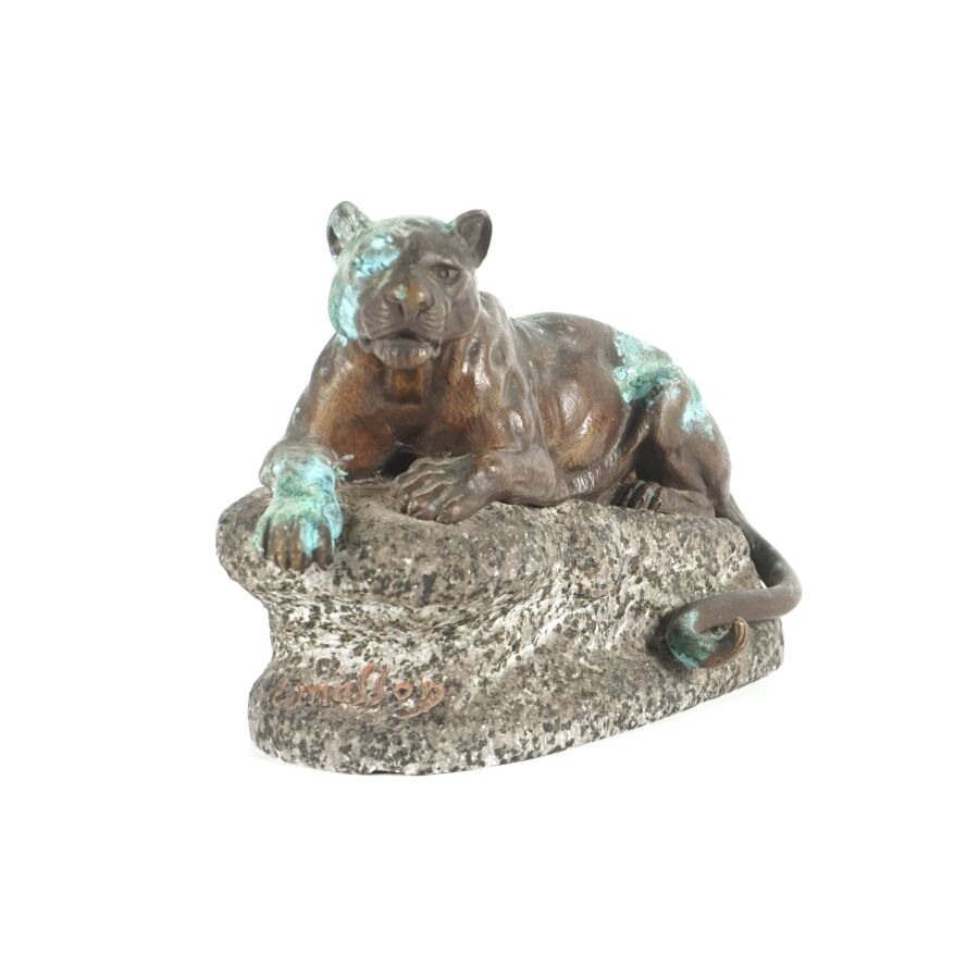 Charles Masson | Lionne couchée sur son rocher | MutualArt