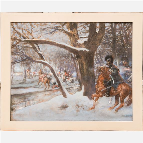 Karl Ludwig Hassmann | cavalry fight scene | MutualArt