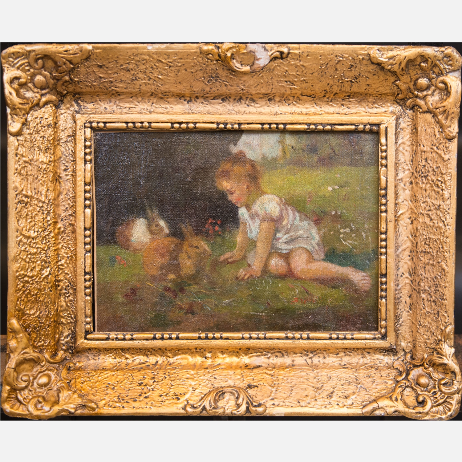 Pal Szinyei Merse | girl with rabbits | MutualArt