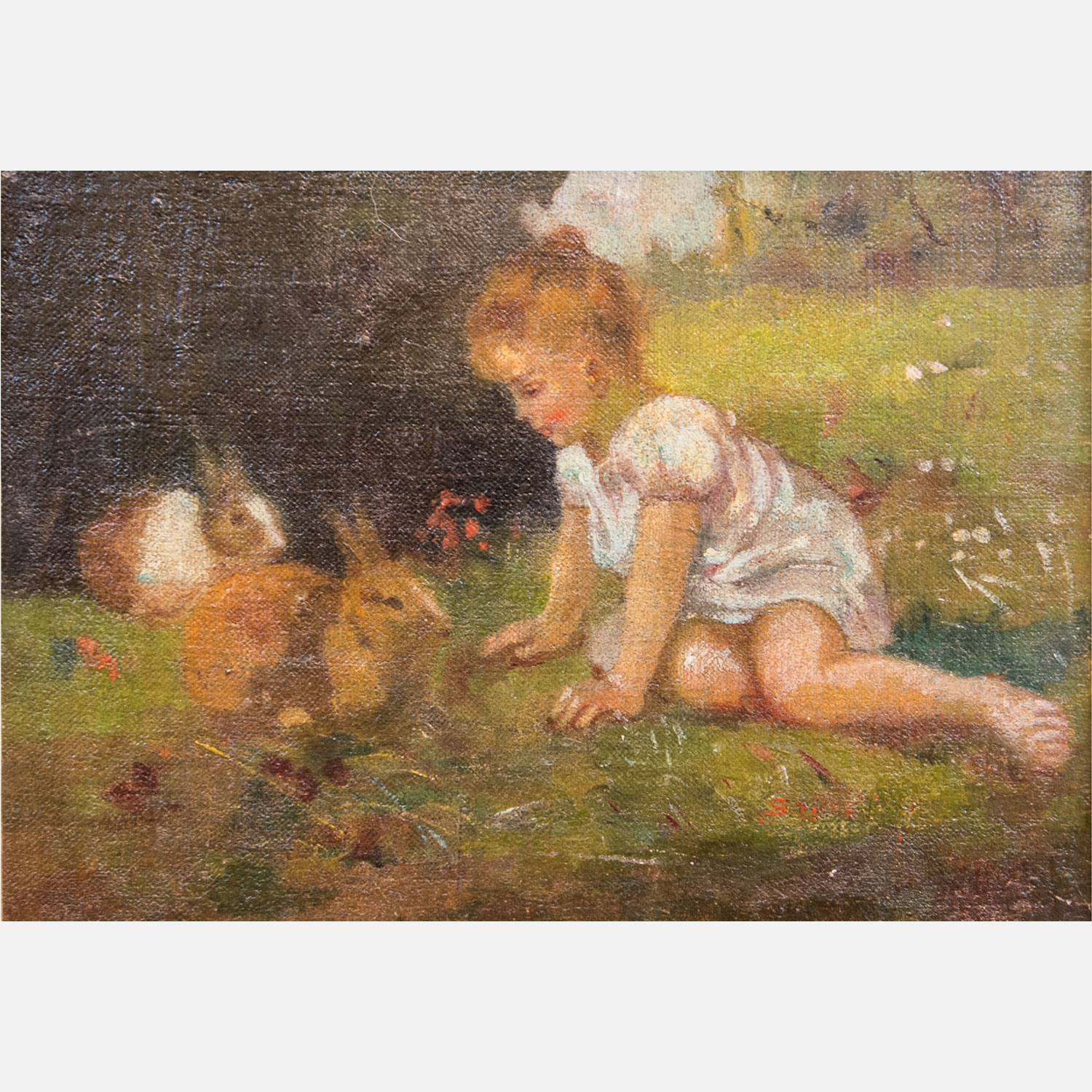 Pal Szinyei Merse | girl with rabbits | MutualArt