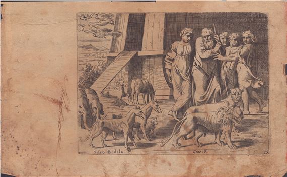 Sisto Badalocchio | Noah with his family and animals leave the Ark ...