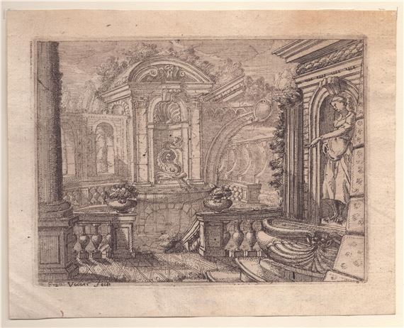 Francesco Vaccari | Architectural capriccio with fountain | MutualArt