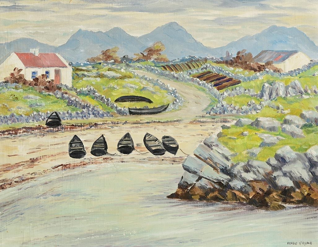 Fergus O'Ryan | Currachs on the Shore | MutualArt