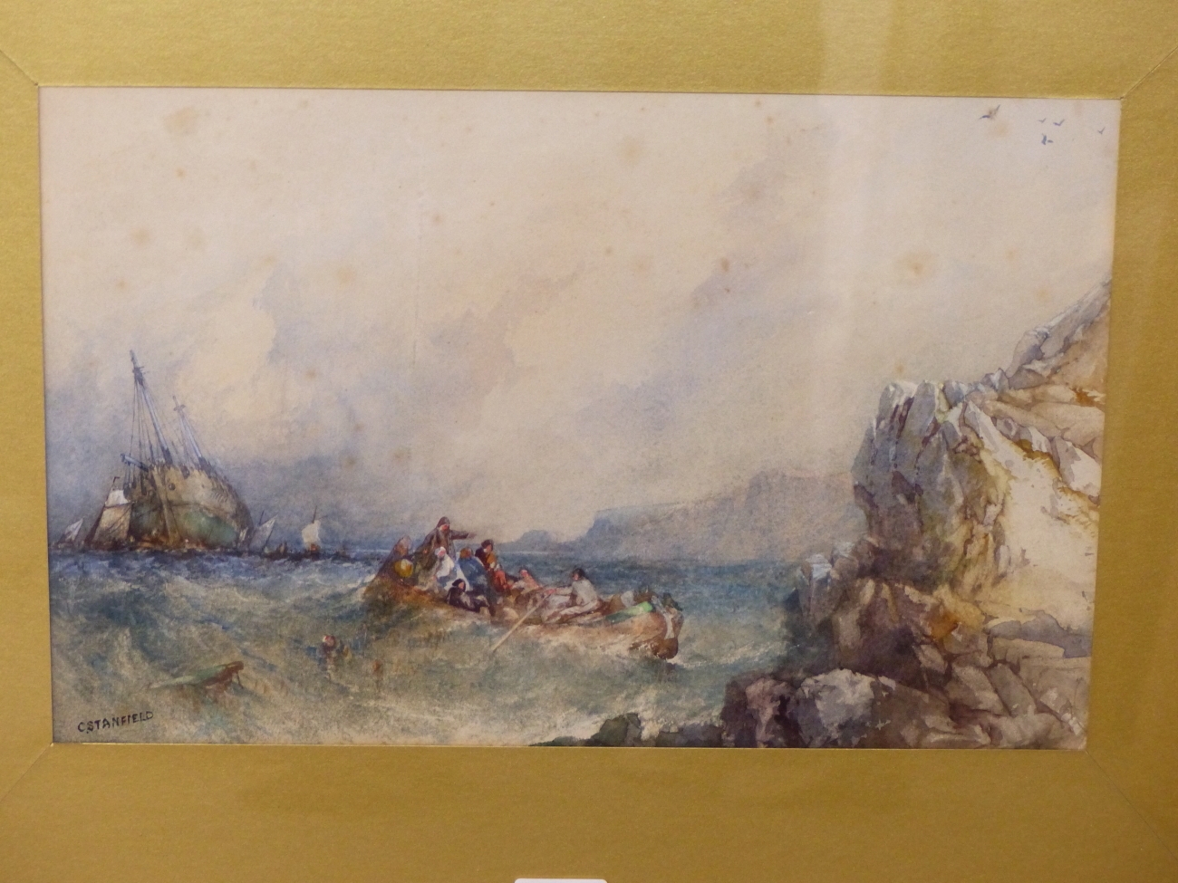 Clarkson Frederick Stanfield | FIGURES IN A ROWING BOAT ESCAPING A ...