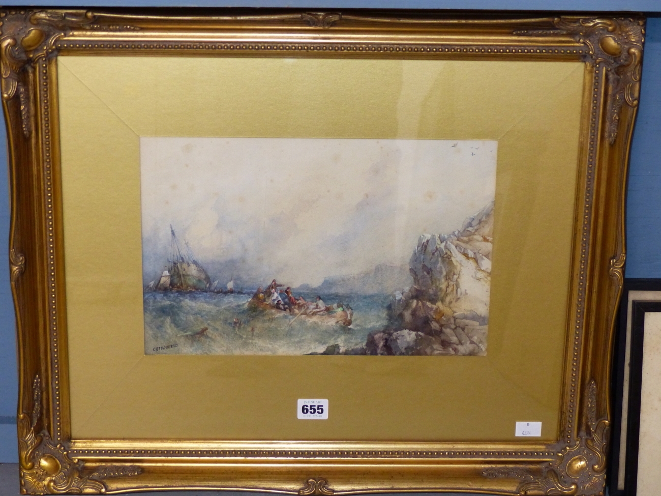Clarkson Frederick Stanfield | FIGURES IN A ROWING BOAT ESCAPING A ...