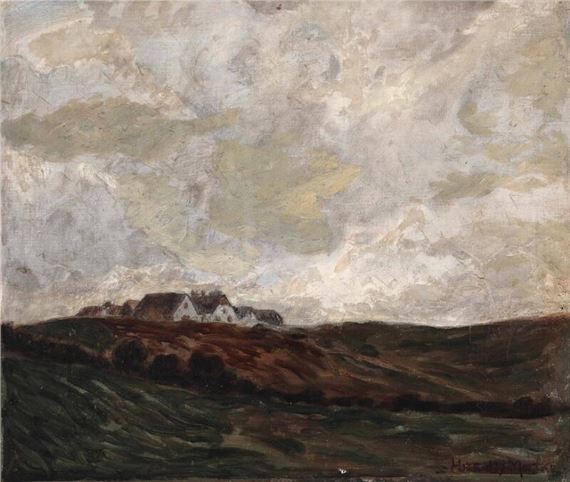 Harald Moltke | Landscape with a group of houses in the dusk | MutualArt