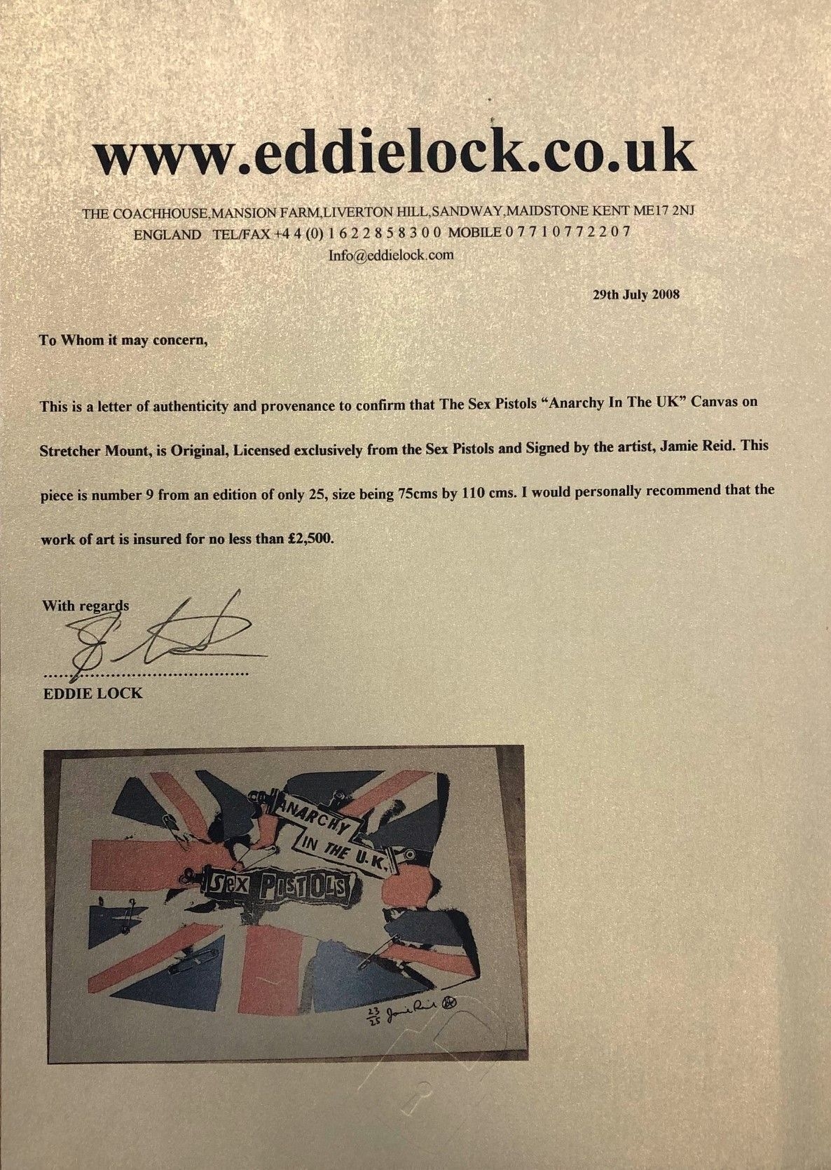 Jamie Reid | Jamie Reid | Signed Sex Pistols Anarchy in The U.K ...