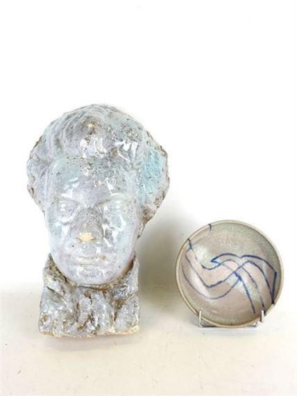 Michel Elia | Bust of Beethoven in blue enameled ceramic | MutualArt