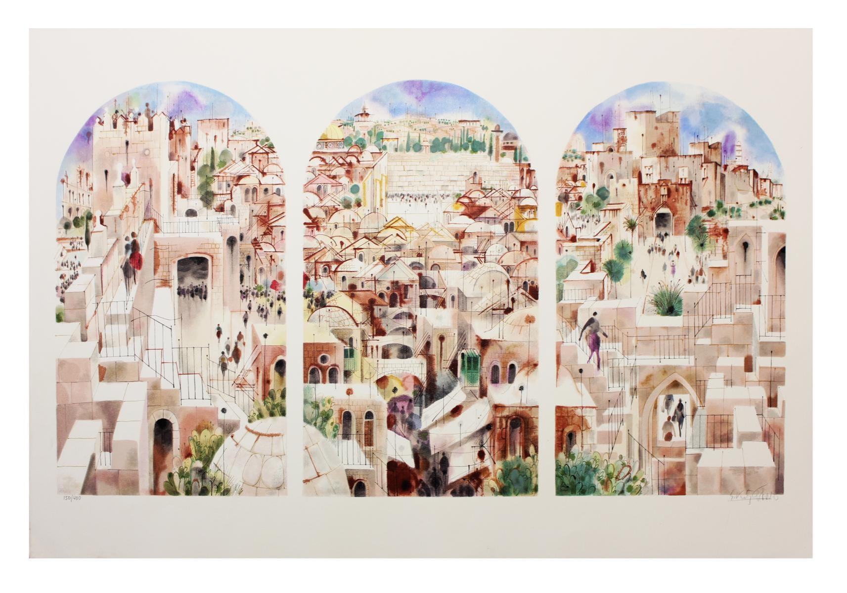 Shmuel Katz | Jerusalem - Triptych | MutualArt