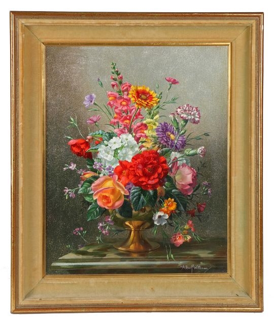 Albert Williams | Still life - Vase of mixed spring flowers including ...