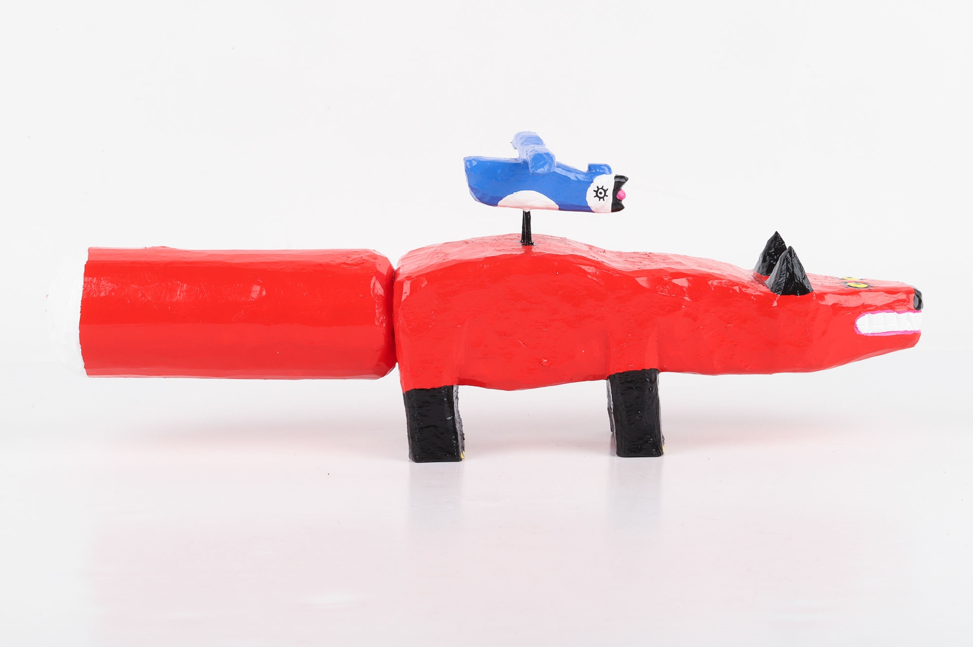 Barry Colpitts | Red Fox and Blue Bird Carving | MutualArt