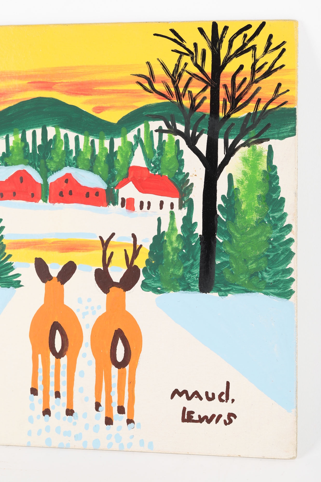 Maud Lewis | Two Deer in Winter | MutualArt