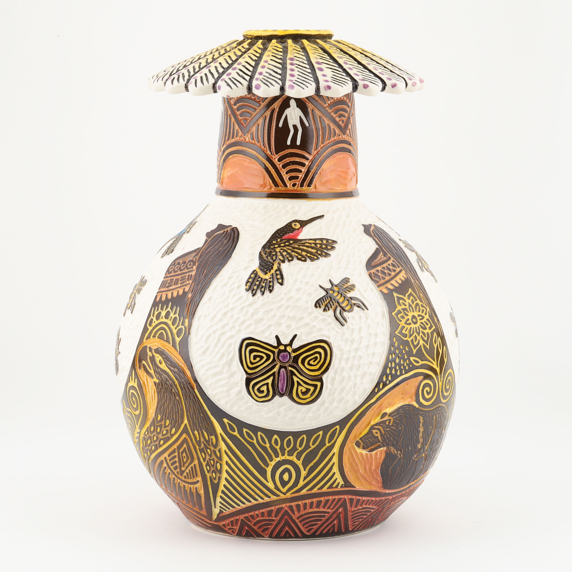 Steve Smith | Collared Pottery Pot With Bear and Butterflies (2015 ...