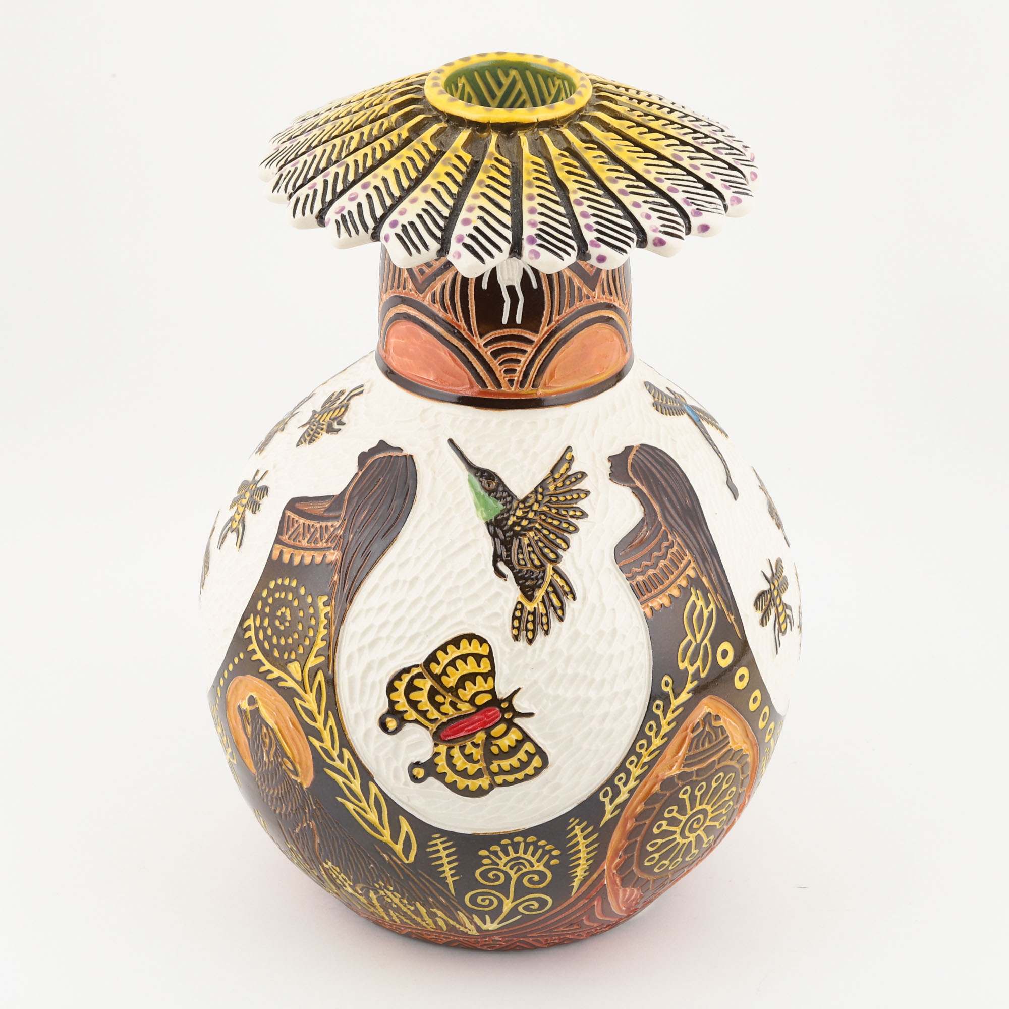 Steve Smith | Collared Pottery Pot With Bear and Butterflies (2015 ...