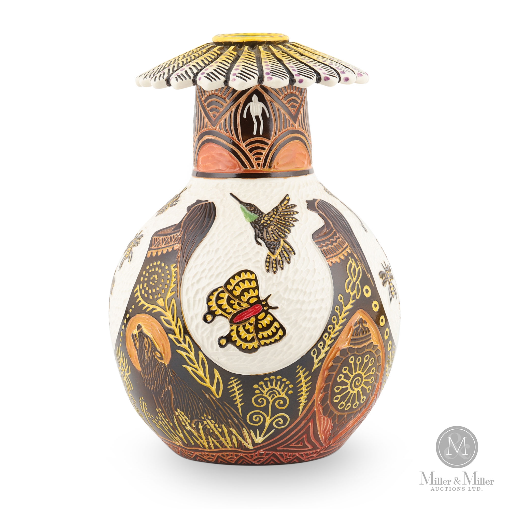 Steve Smith | Collared Pottery Pot With Bear and Butterflies (2015 ...