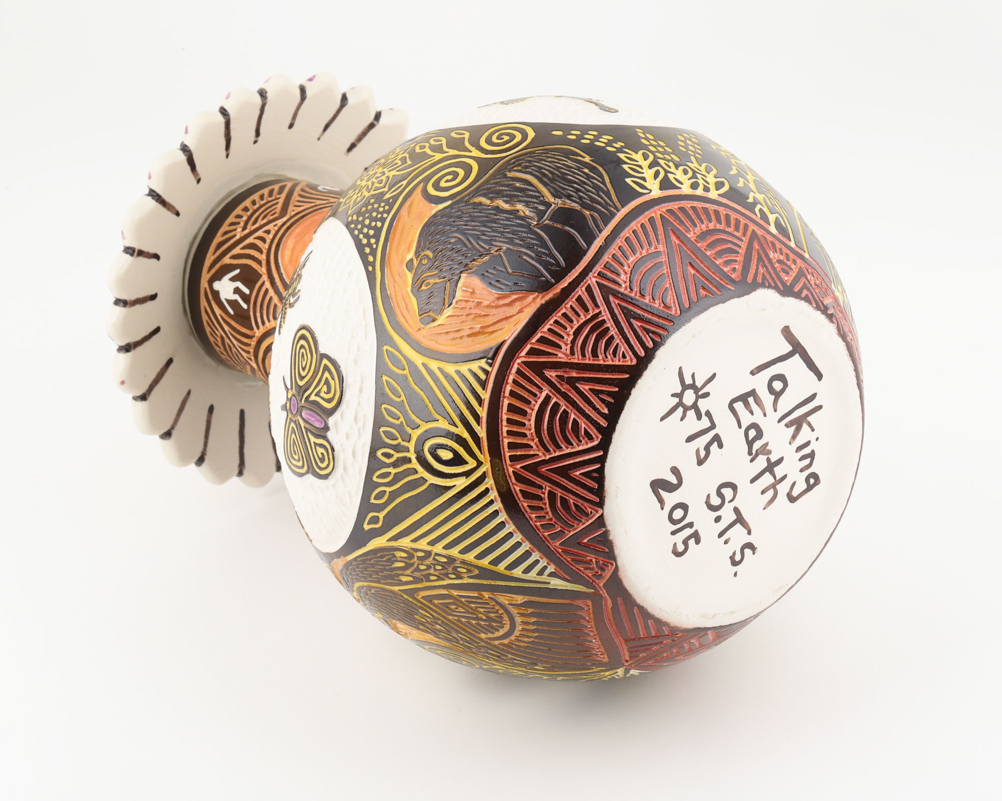 Steve Smith | Collared Pottery Pot With Bear and Butterflies (2015 ...