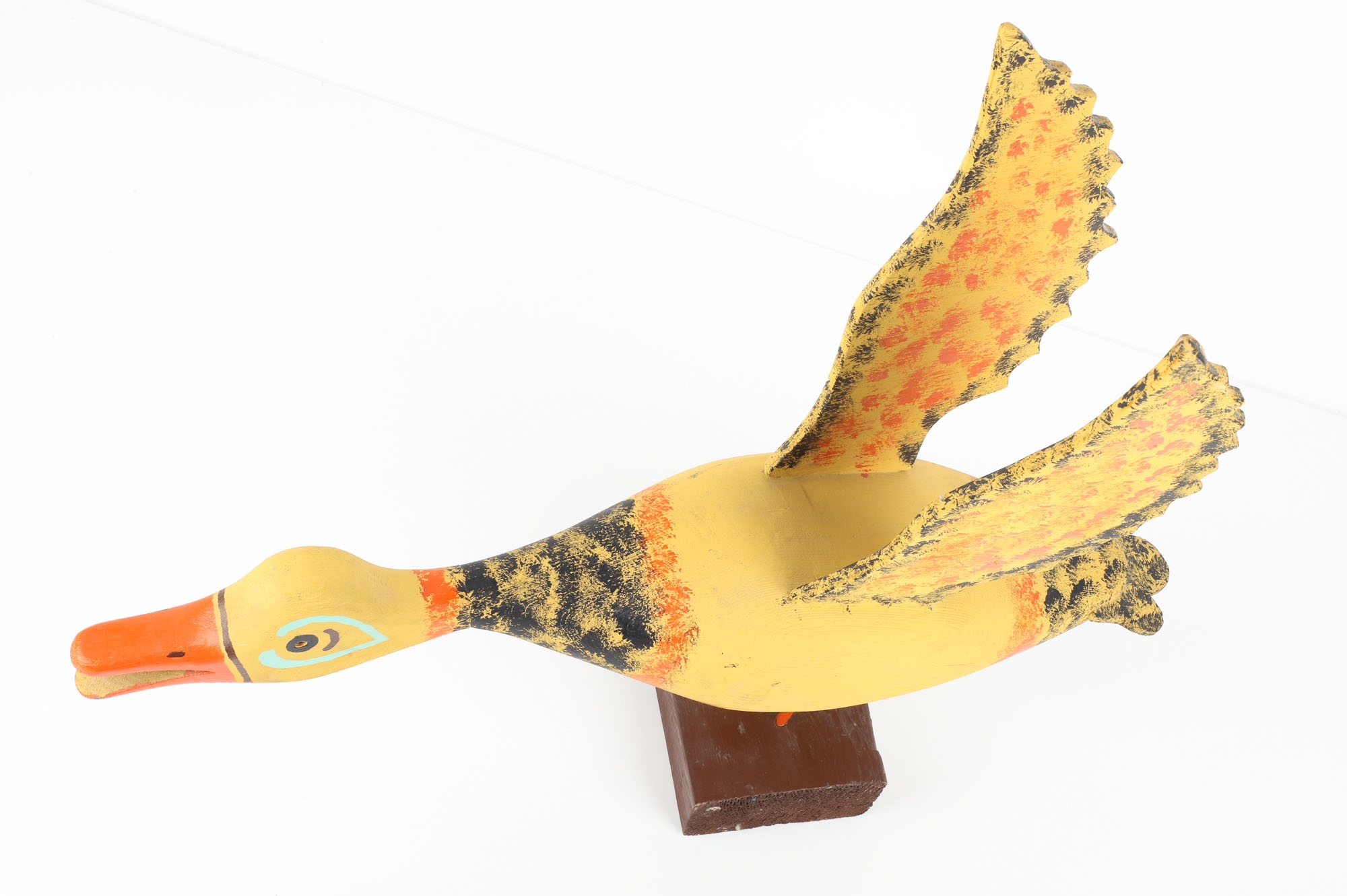 Albert Deroy | Large Flying Yellow Duck Carving | MutualArt