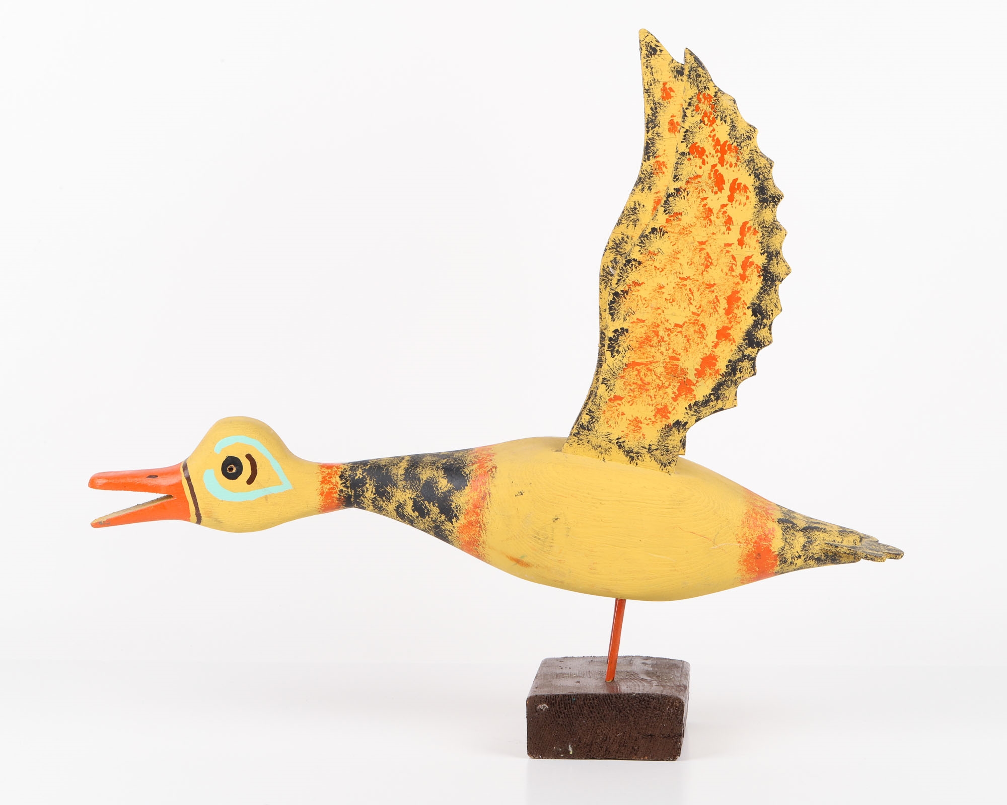 Albert Deroy | Large Flying Yellow Duck Carving | MutualArt