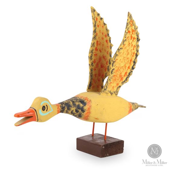 Albert Deroy | Large Flying Yellow Duck Carving | MutualArt