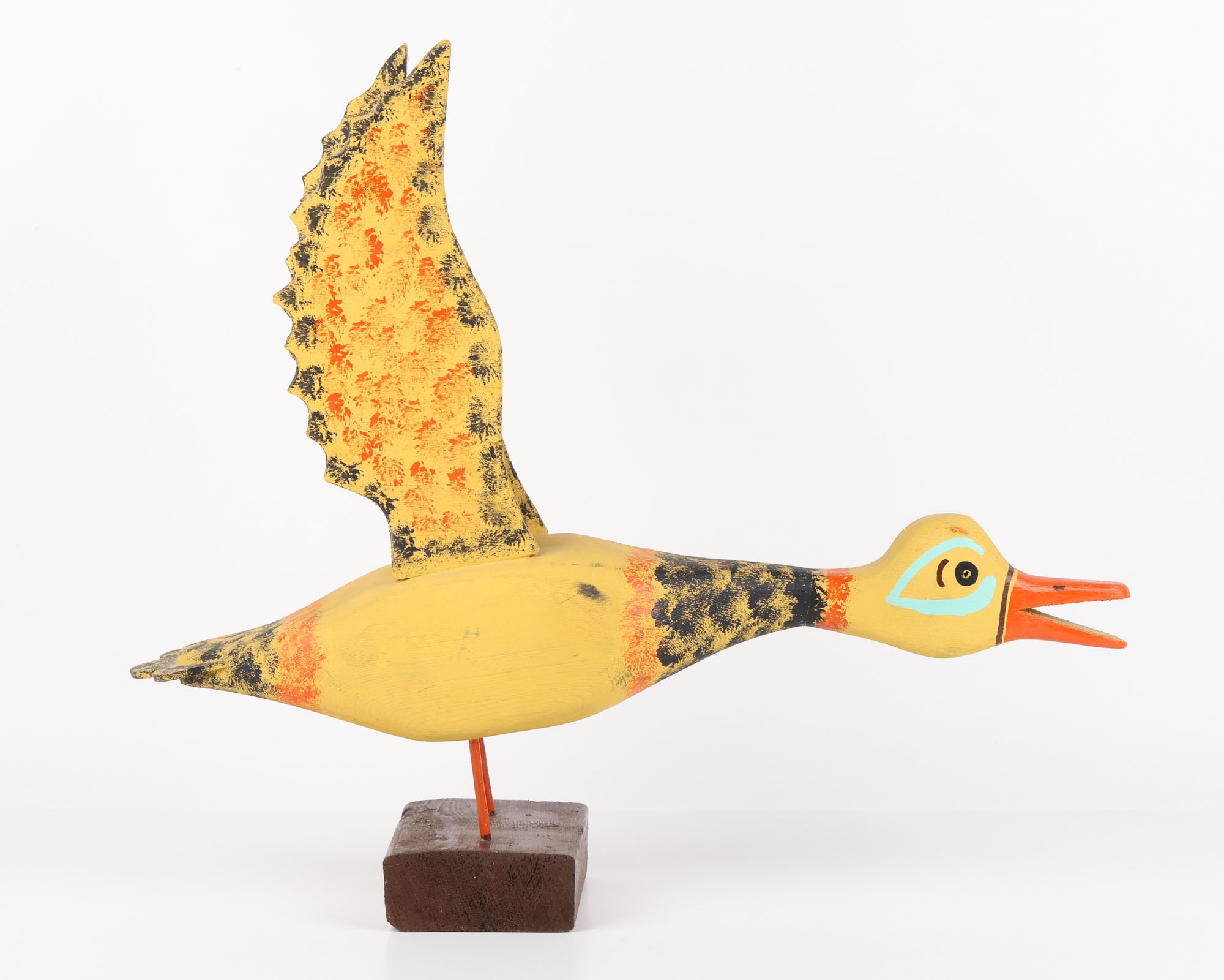 Albert Deroy | Large Flying Yellow Duck Carving | MutualArt