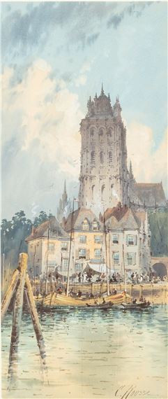 Charles Rousse | Charles Rousse (British, 19th C.), Canal Scene, W/C ...