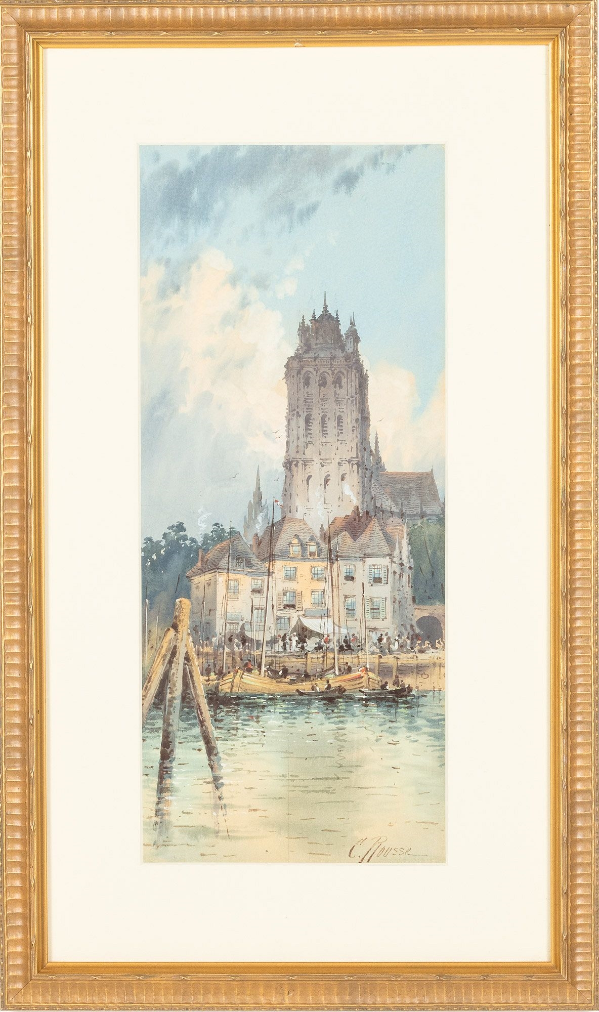 Charles Rousse | Charles Rousse (British, 19th C.), Canal Scene, W/C ...