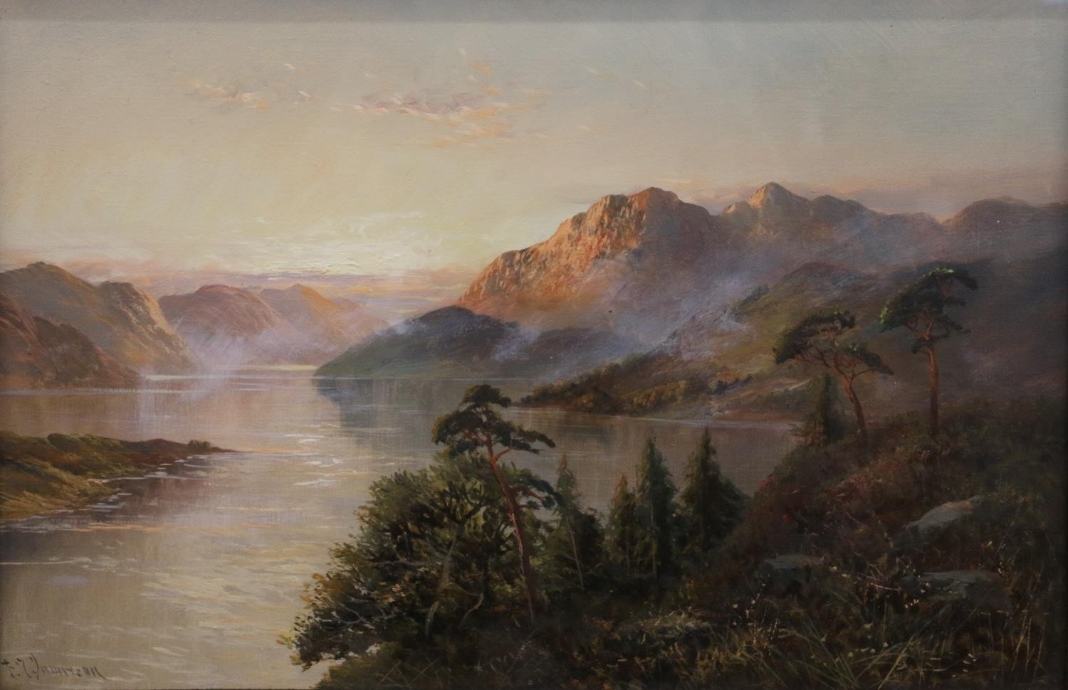 Francis E. Jamieson | Scottish Highland loch scene at sunset | MutualArt