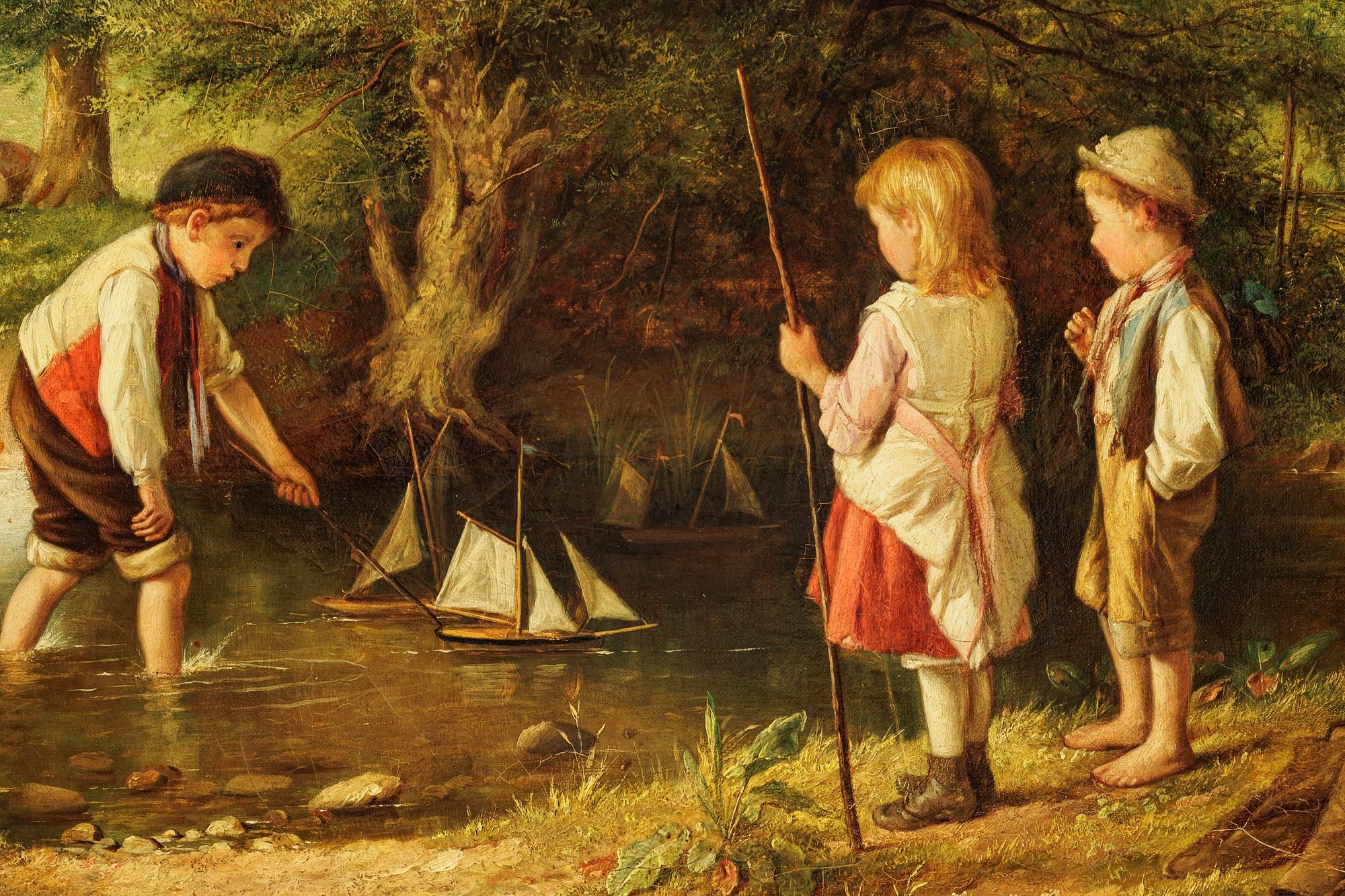 Reuben Hunt | Children with Toy Boats (1888) | MutualArt