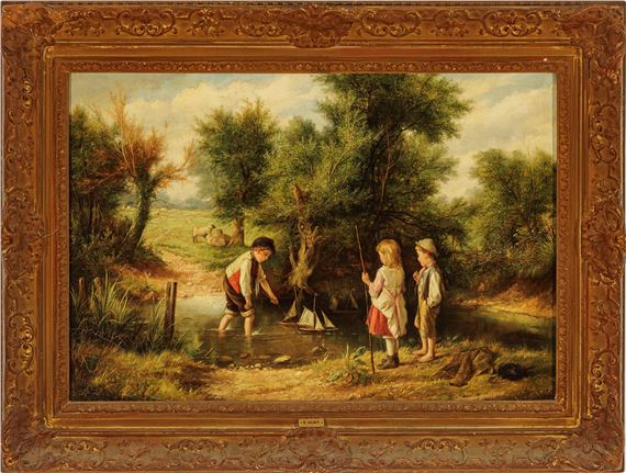 Reuben Hunt | Children with Toy Boats (1888) | MutualArt
