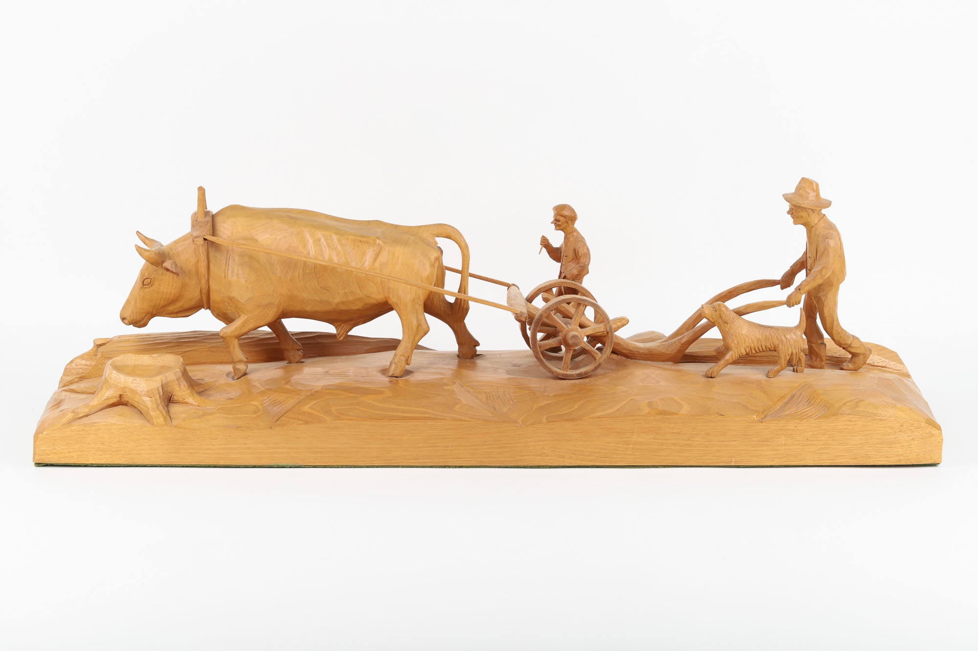 André Dubé | Andre Dubé carving of oxen with plow | MutualArt