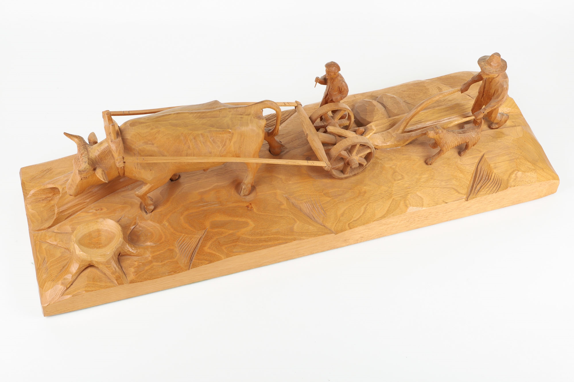 André Dubé | Andre Dubé carving of oxen with plow | MutualArt