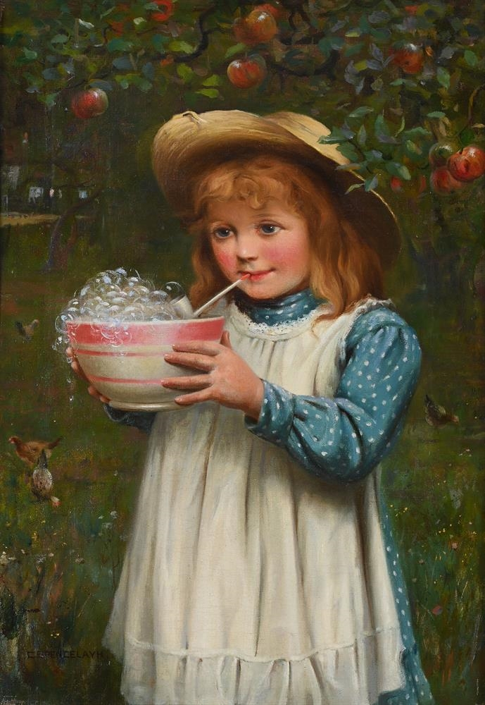 Charles Spencelayh | BLOWING BUBBLES | MutualArt