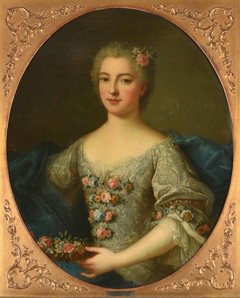 Jean-Marc Nattier | PORTRAIT OF A LADY IN A FLORAL DRESS (1740) | MutualArt