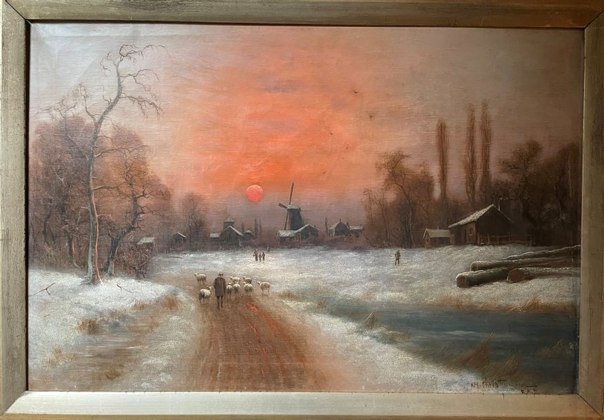 Nils Hans Christiansen | A stag in a wood at sunset | MutualArt