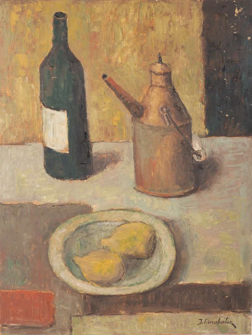 Jan Linschooten | Stilleven met citroenen en fles | MutualArt